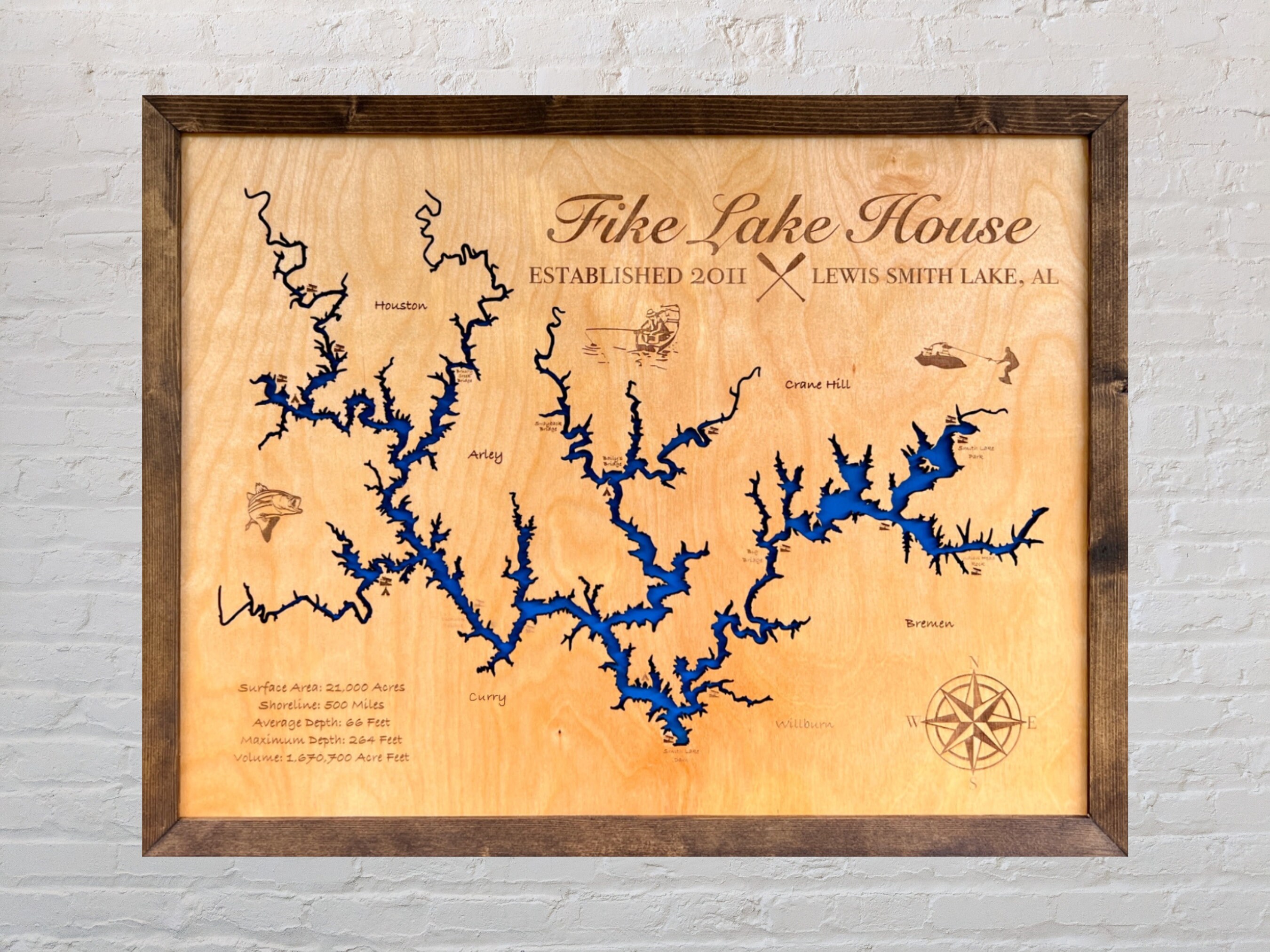 Custom Lewis Smith Lake Map, Personalized Lake Map, Wooden Lake Map - Etsy