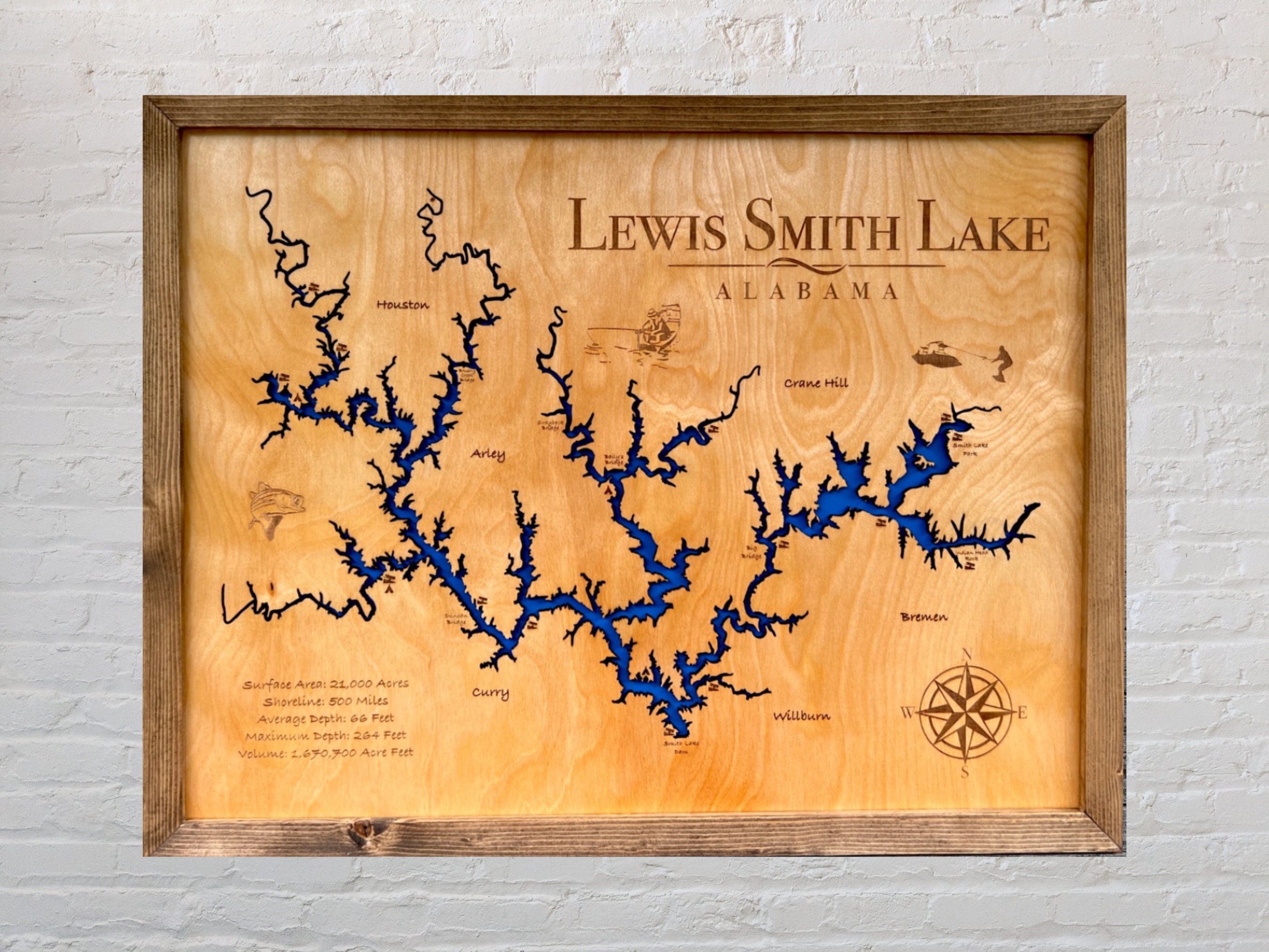 Custom Lewis Smith Lake Map, Personalized Lake Map, Wooden Lake Map - Etsy