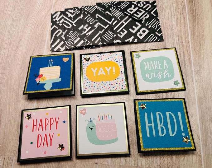 Mini Notecards, Birthday Cards, Gift Bag Cards, 2x2 Cards, Teacher Bday ...