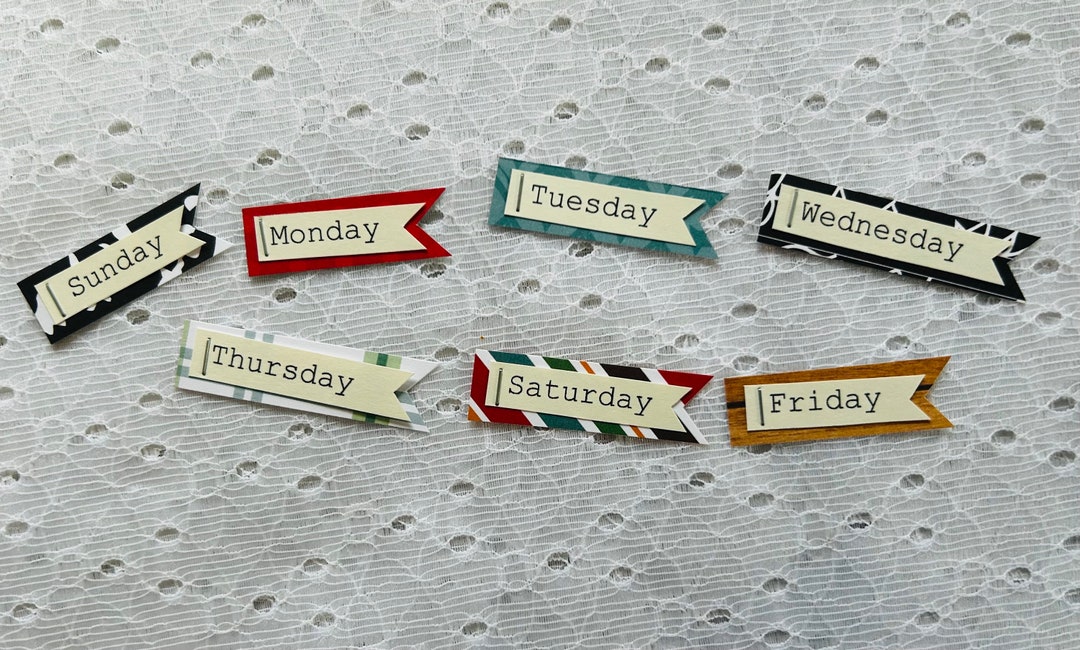 Mini Tags, Junk Journal Tags, Days of the Week Flags, Back to School ...