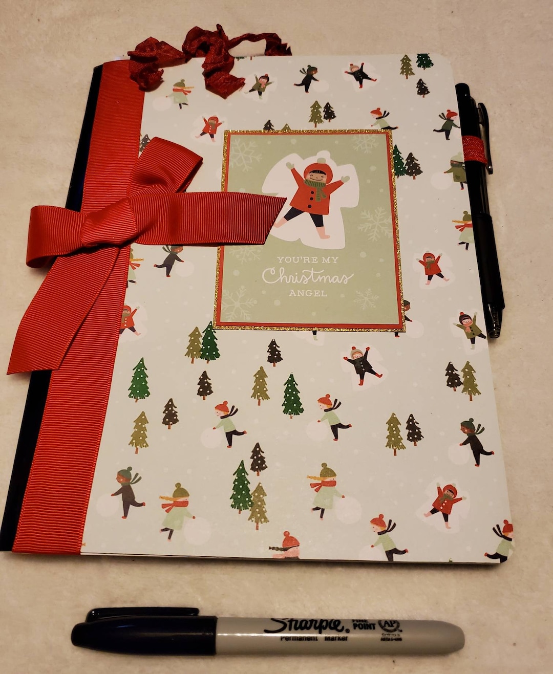 Christmas Upcycled Composition Notebook, Upcycled Composition, Snow ...