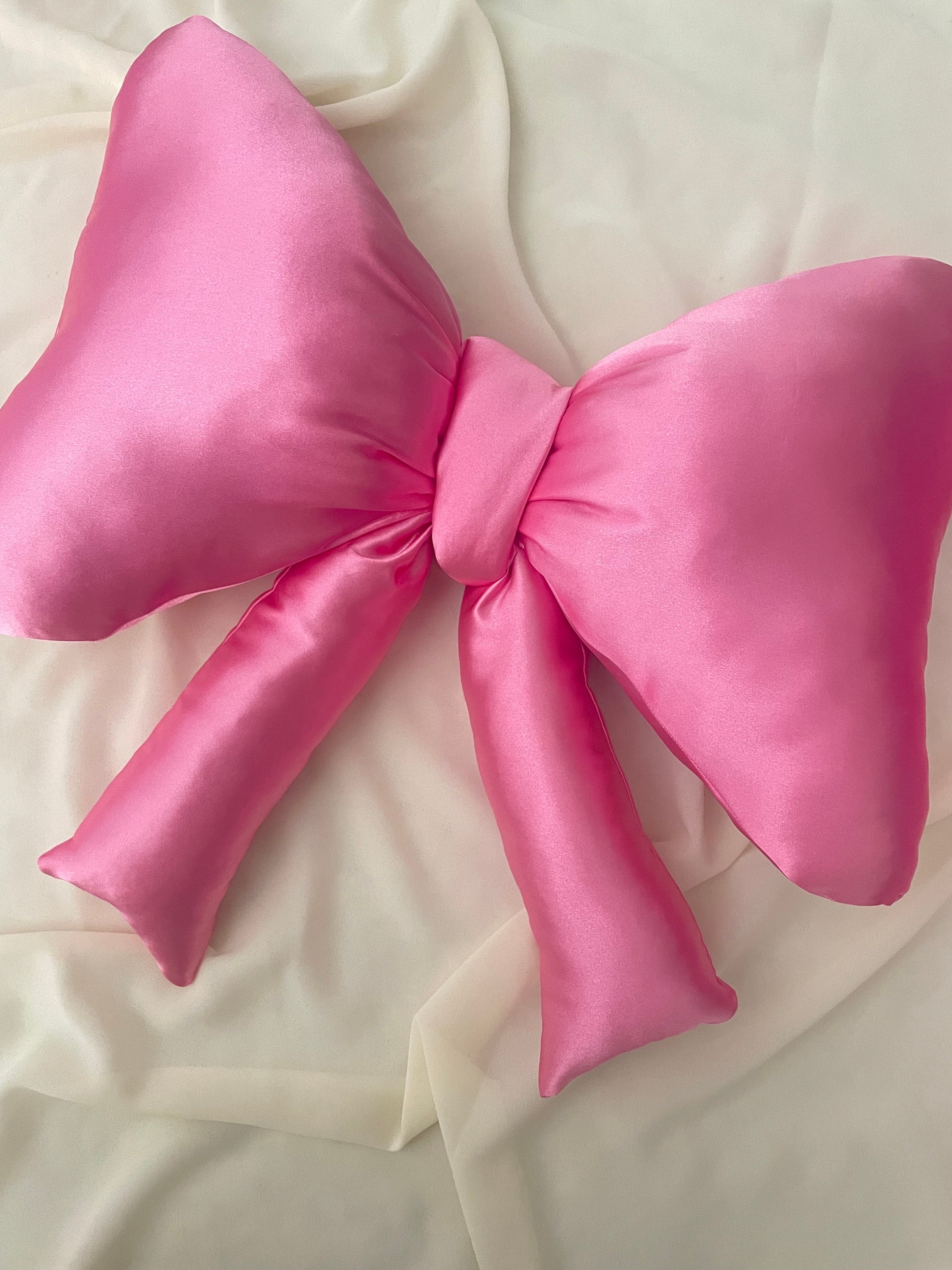 Satin Pink Bow Pillow - Etsy