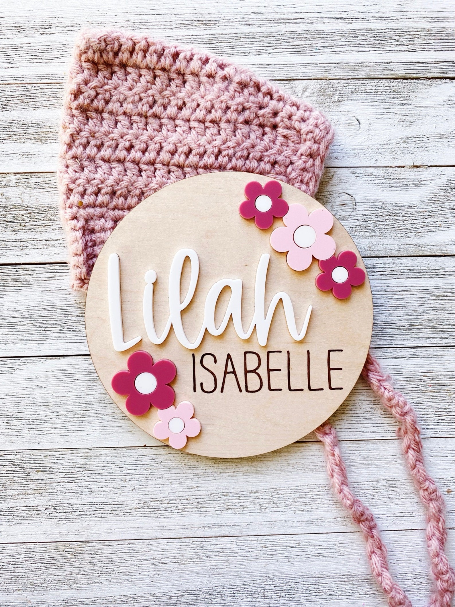 Daisy Baby Name Sign: Floral Nursery Decor, 3D Wood & Acrylic - Etsy