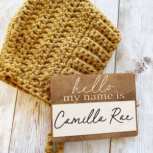 Wooden Hospital Name Tag/ Baby Name Tag/ Engraved Baby Name Tag/ Hello ...