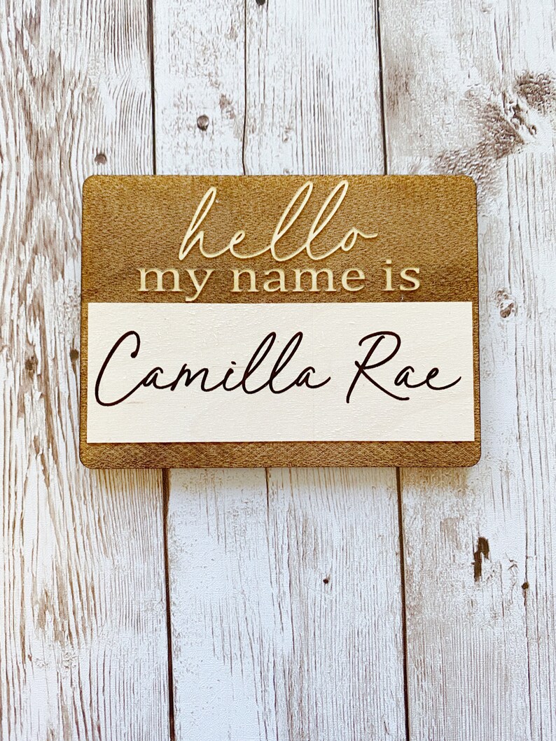 Wooden Hospital Name Tag/ Baby Name Tag/ Engraved Baby Name | Etsy