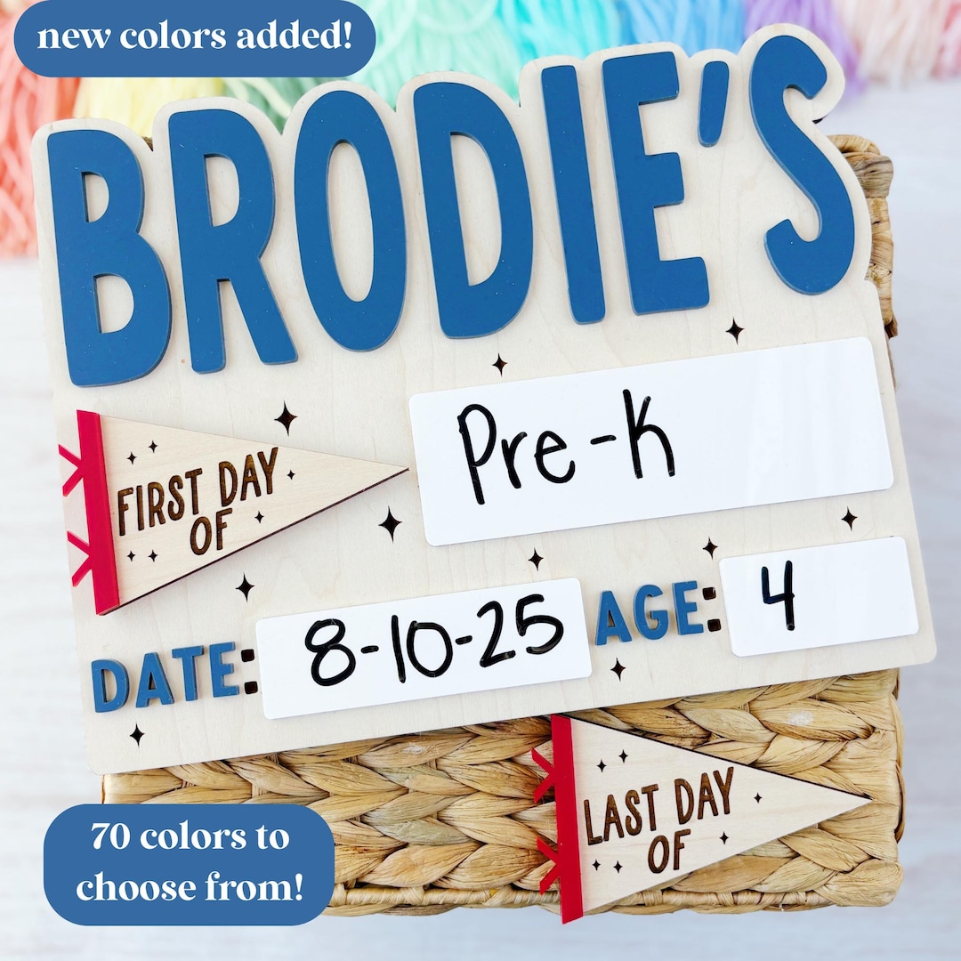 Personalized Pennant Flag First Day of School Sign, Interchangeable ...