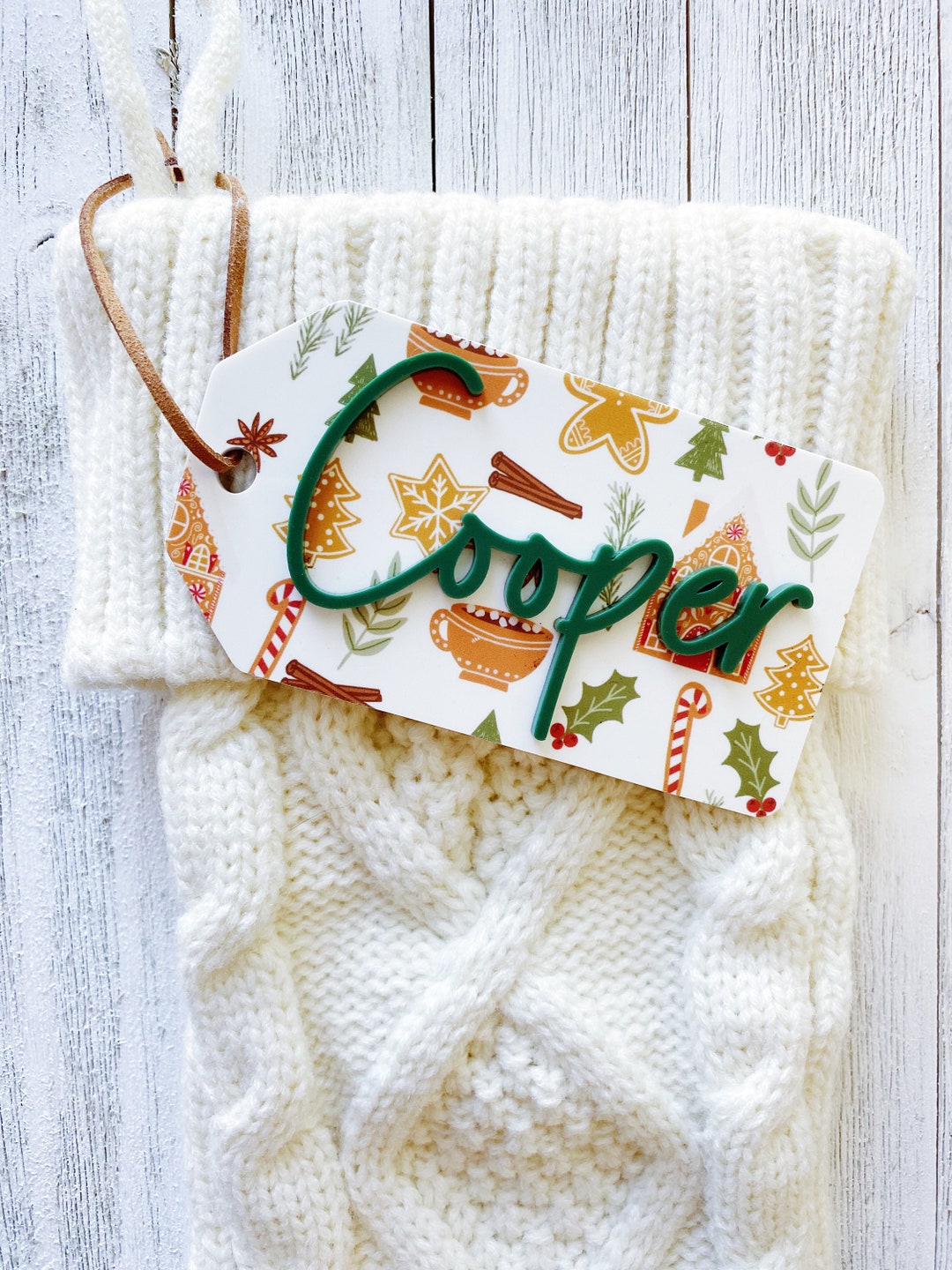Christmas Stocking Tag Christmas Pattern Gift Tag Stocking - Etsy
