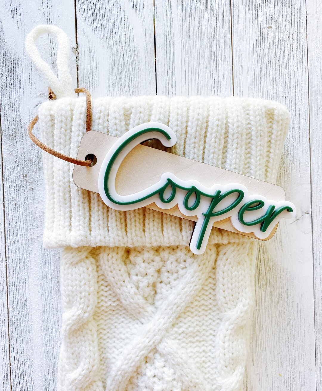 Acrylic Stocking Name Tag, Personalized Stocking Tag, Christmas ...