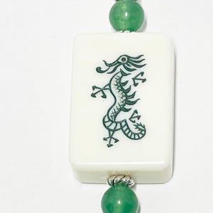Genuine Green Dragon Mahjong Tile Keychain, Jade & Aventurine Gemstones ...