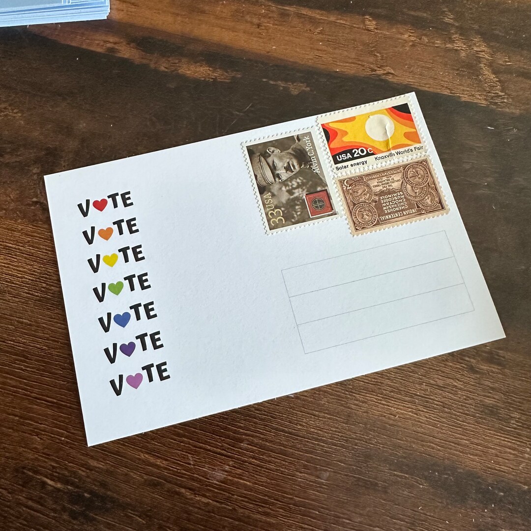 Stamps Affixed: 100 Postcards to Voters Vote Hearts - Etsy