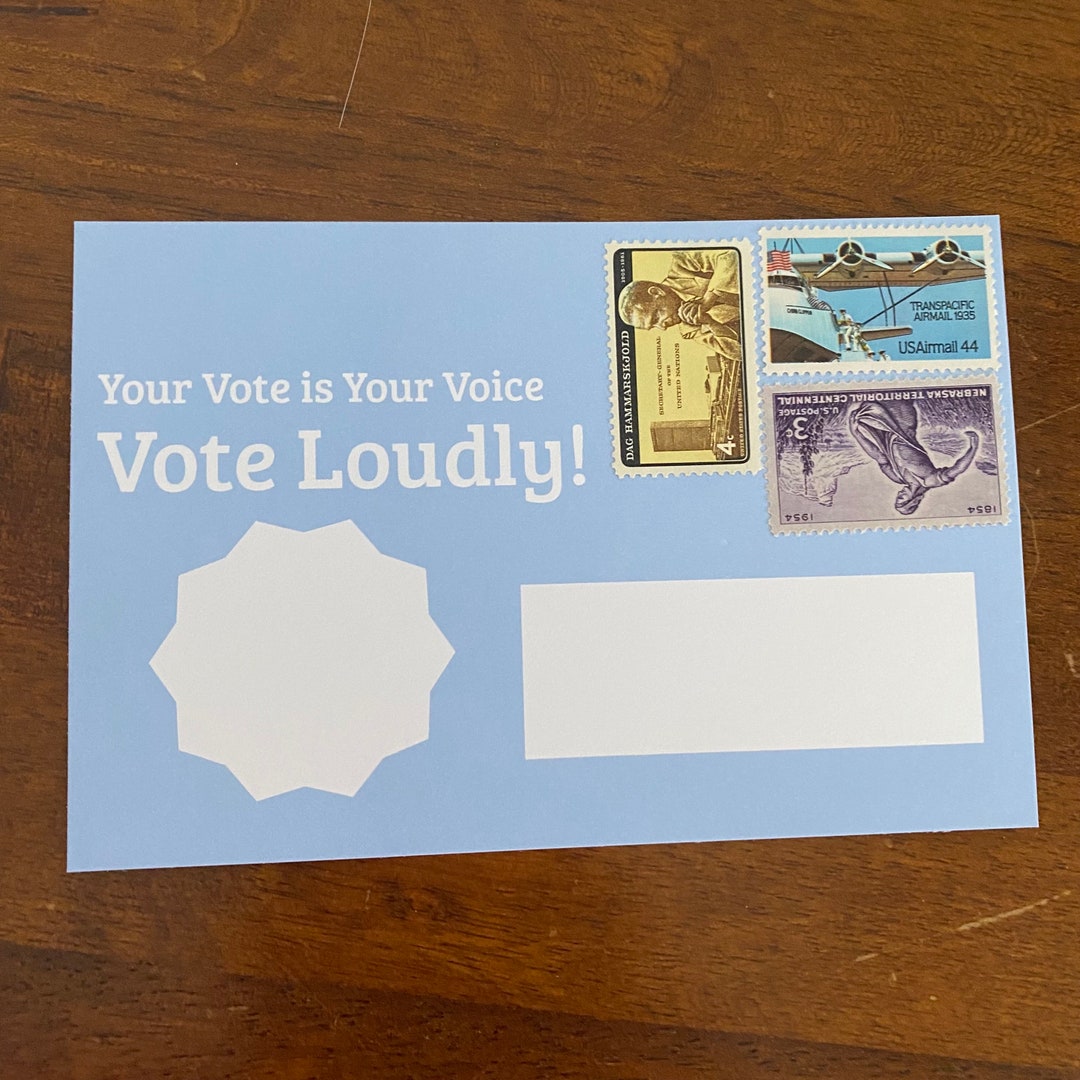 Stamps Affixed: 100 Postcards to Voters Vote Loudly - Etsy