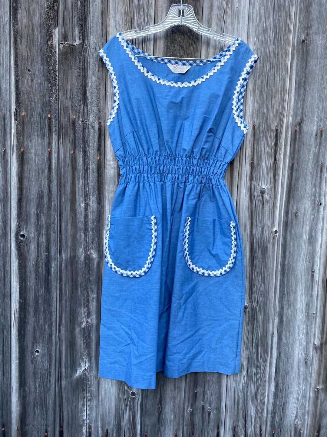 1960s-1970s Vintage Blue Rick-rack Dress Komar Brand Summer Relaxing ...