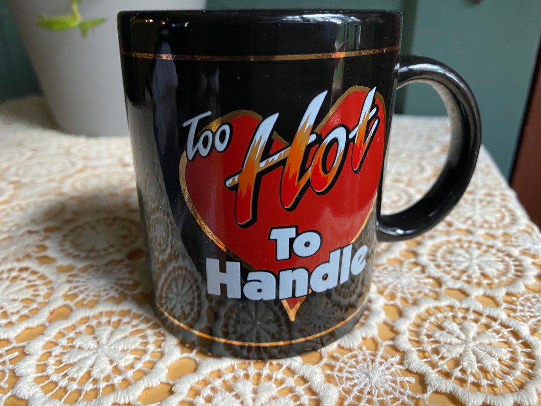 Vintage Too Hot to Handle Mug Vintage Black Shiny Gold Heart - Etsy