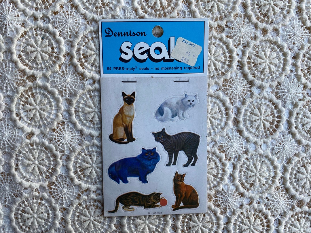Vintage Dennison Cats Seals/stickers - Unused | Craft Booklet Junk ...