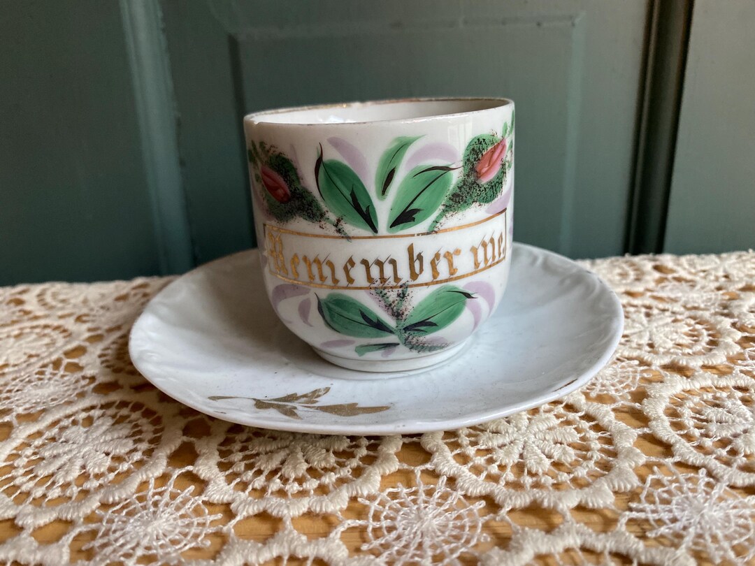 Antique Mug - "remember Me" - Tea Cup and Saucer - Gold Missing - Etsy