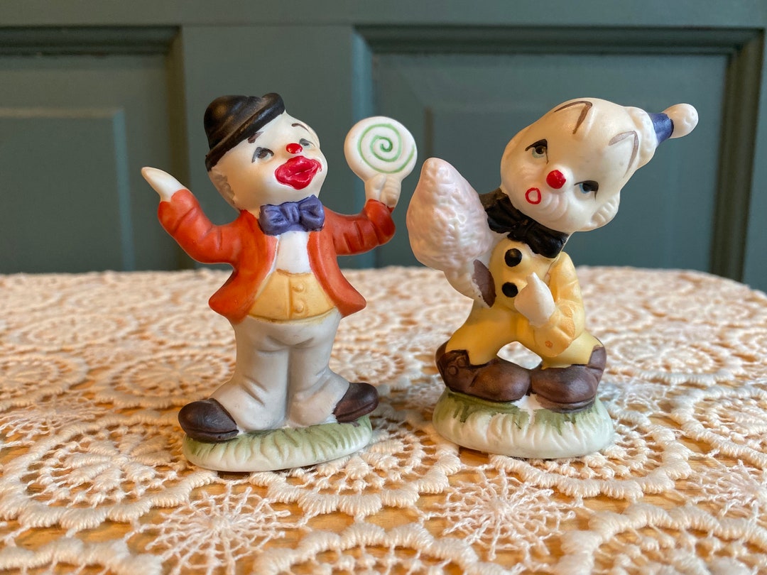 Two Vintage Clown Figurines | | Colorful Weird Clown Collection | Clown ...