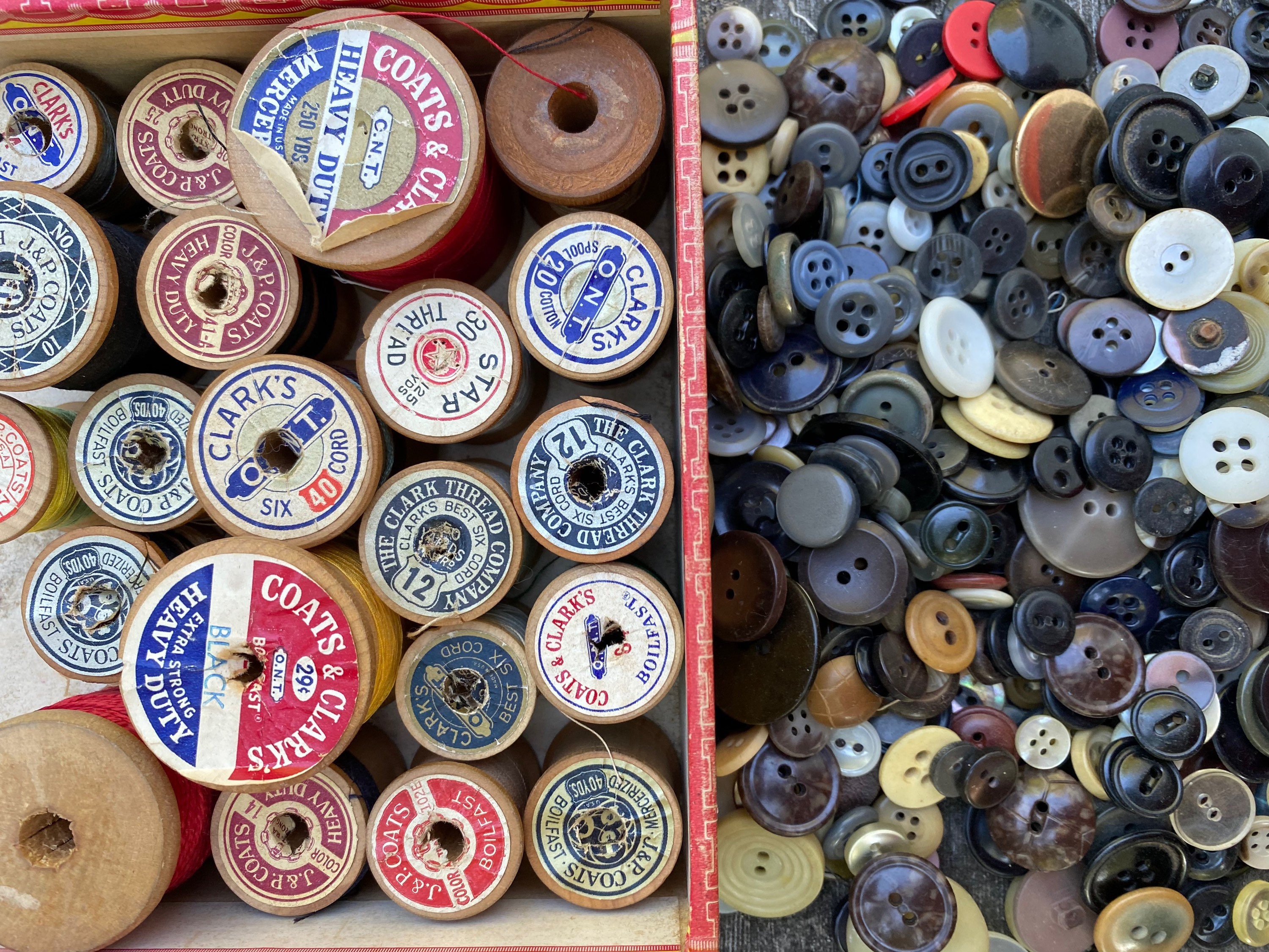 Button / Wooden Spool Thread Lot Spools for Crafting Vintage | Etsy