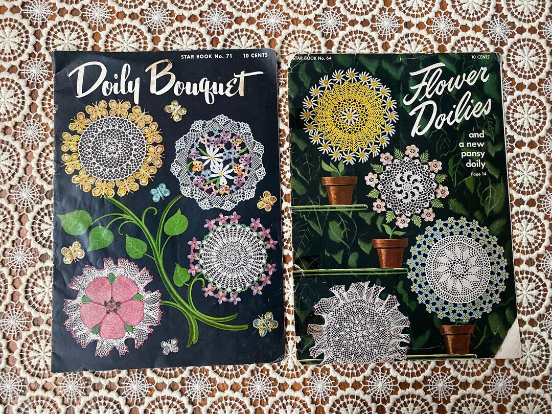 Doily Making - Lot of 2 Vintage Craft Booklets - Flower Doilies & Doily ...