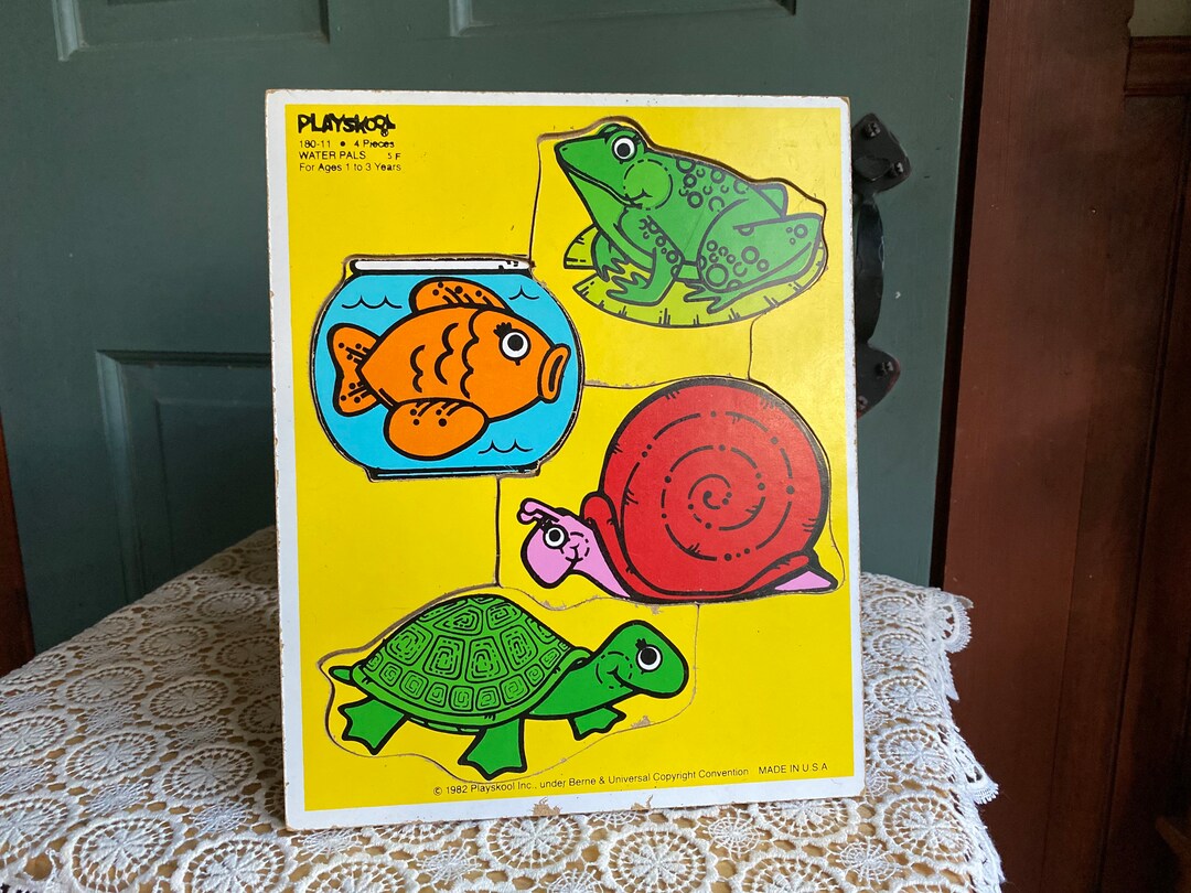 Water Pals Playskool Puzzle Vintage Board Puzzle, Some Wear | Yellow ...