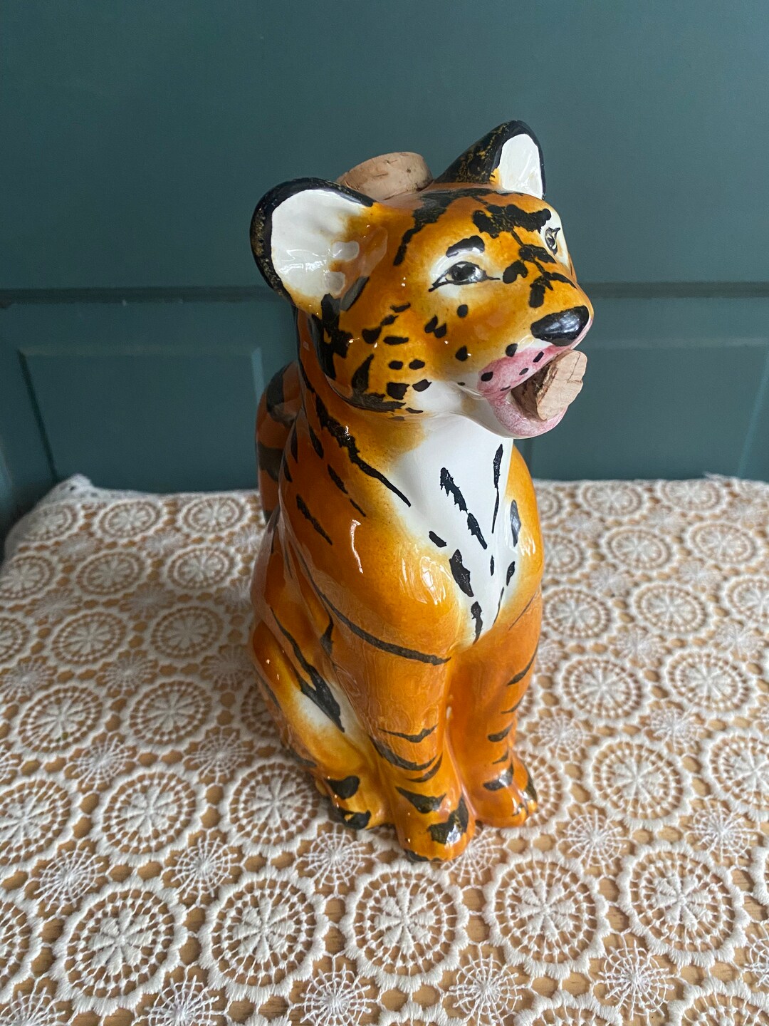 Vintage Ceramic Tiger Decanter Vintage Ceramic Tiger Handled Pitcher ...