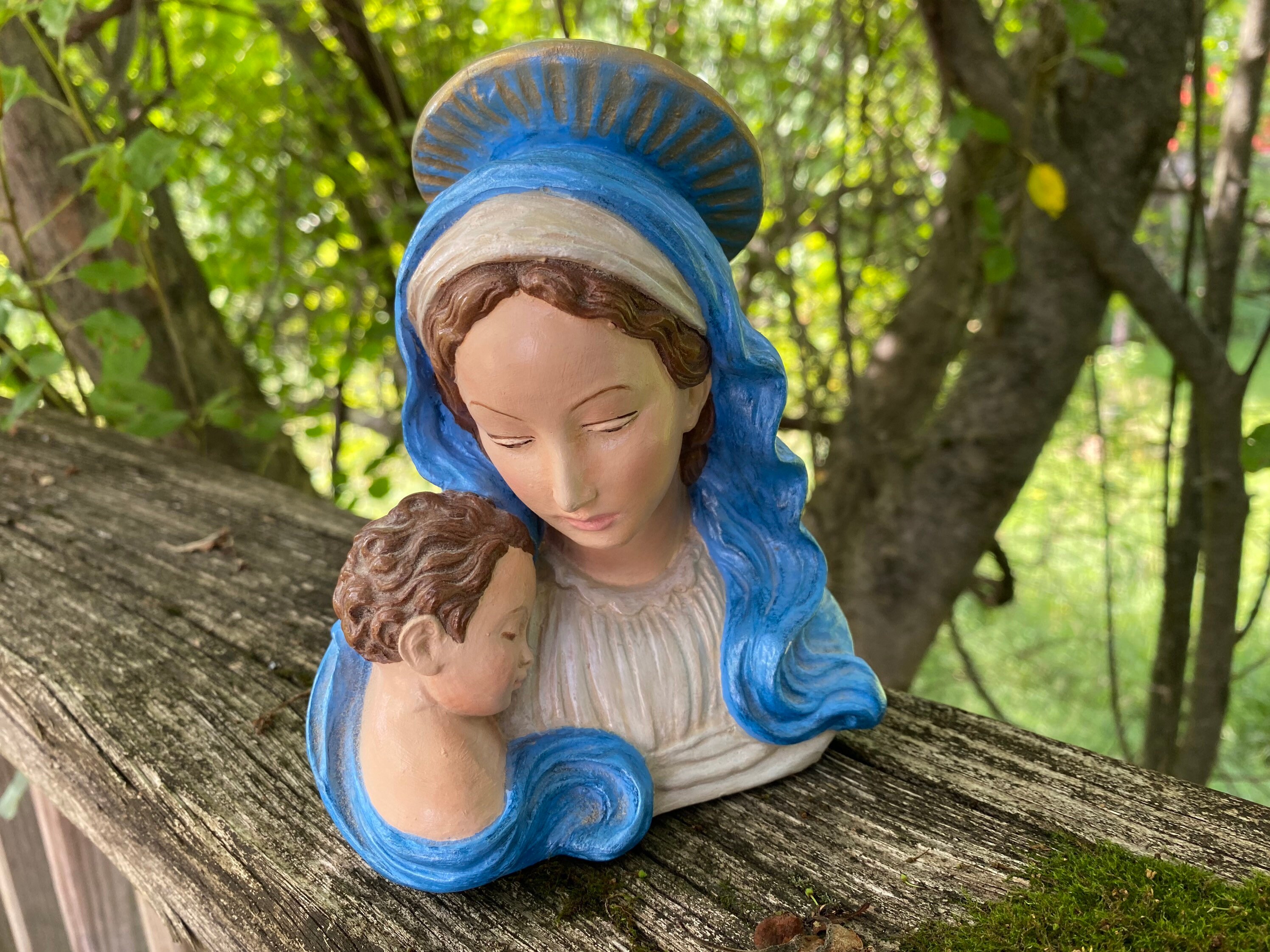 Vintage Virgin Mary & Child Handpainted Craft | Etsy