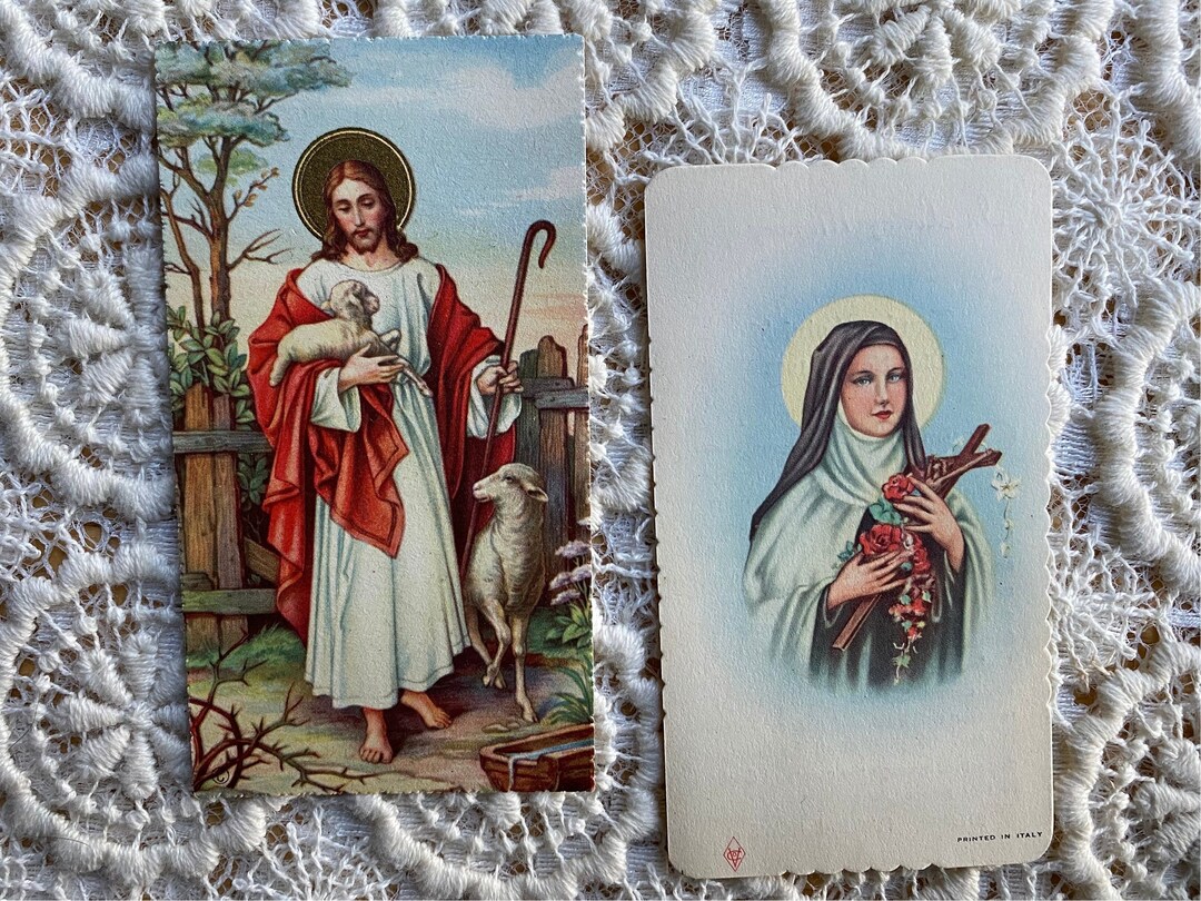 Two Vintage Funeral Memorial Cards, 1950s Prayer Cards | Kozimor ...