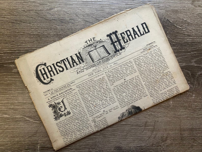 Antique 1800s Christian Herald Newspaper New York July 29 - Etsy