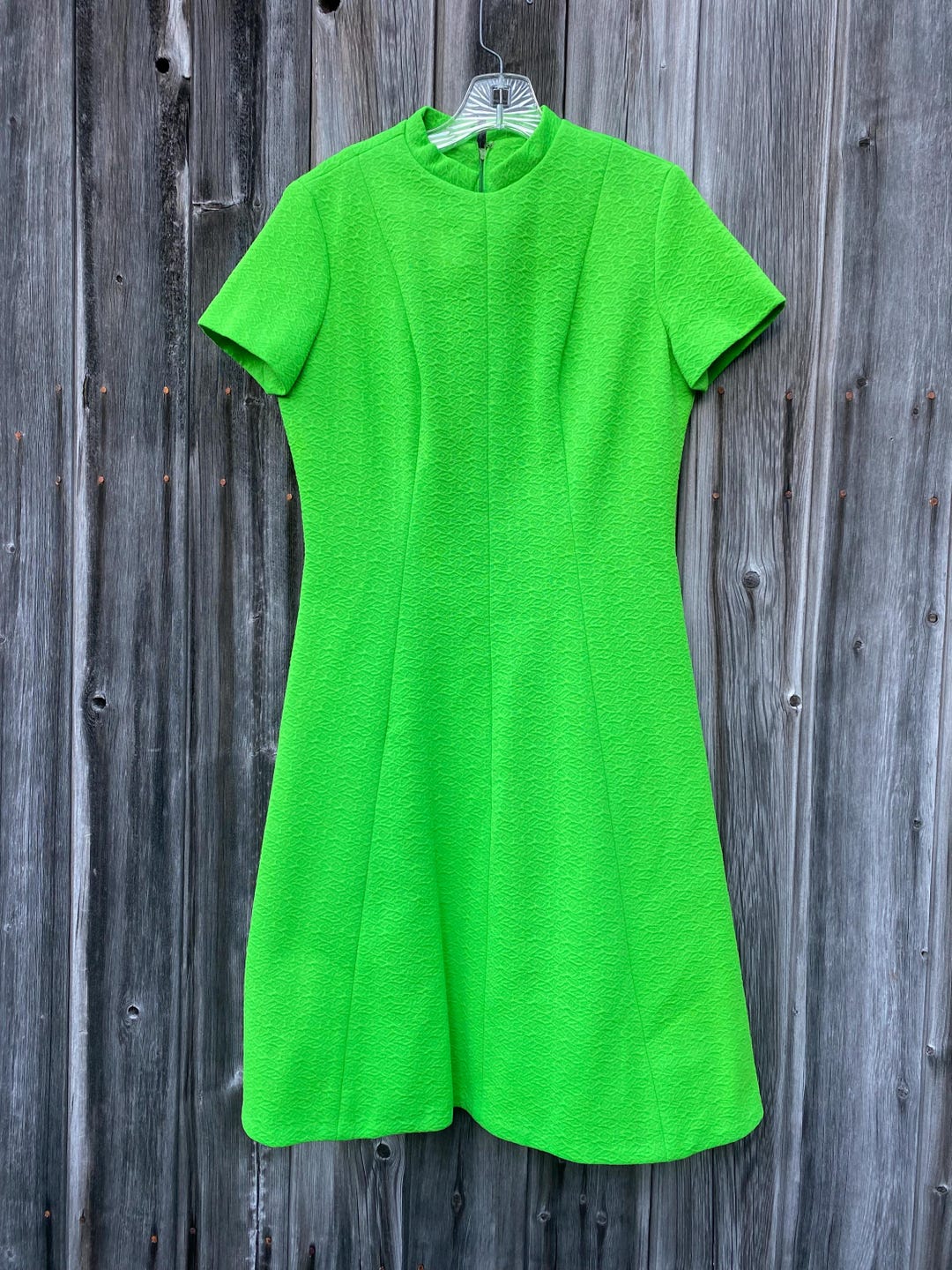 1960s Lime Green Sheath Dress | No Tag | Vibrant Lime Green Polyester ...