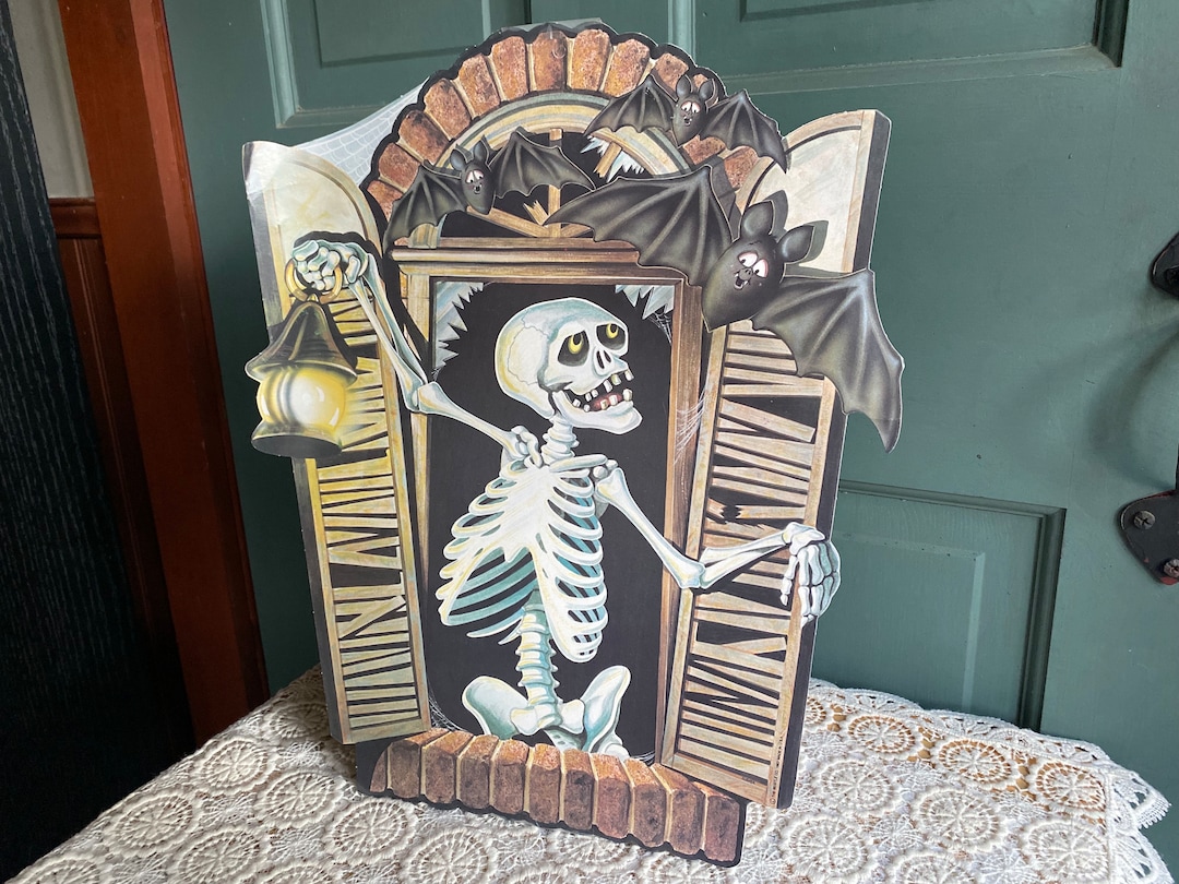 Vintage Halloween Skeleton Die-cut Decoration Cutout Double-sided ...