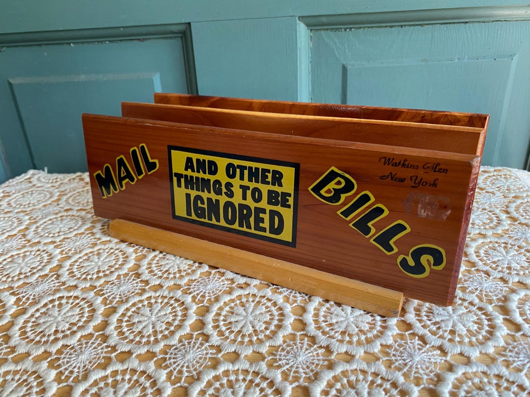 Vintage Wooden Bill Mail Holder Letter Holder | Upstate New York ...