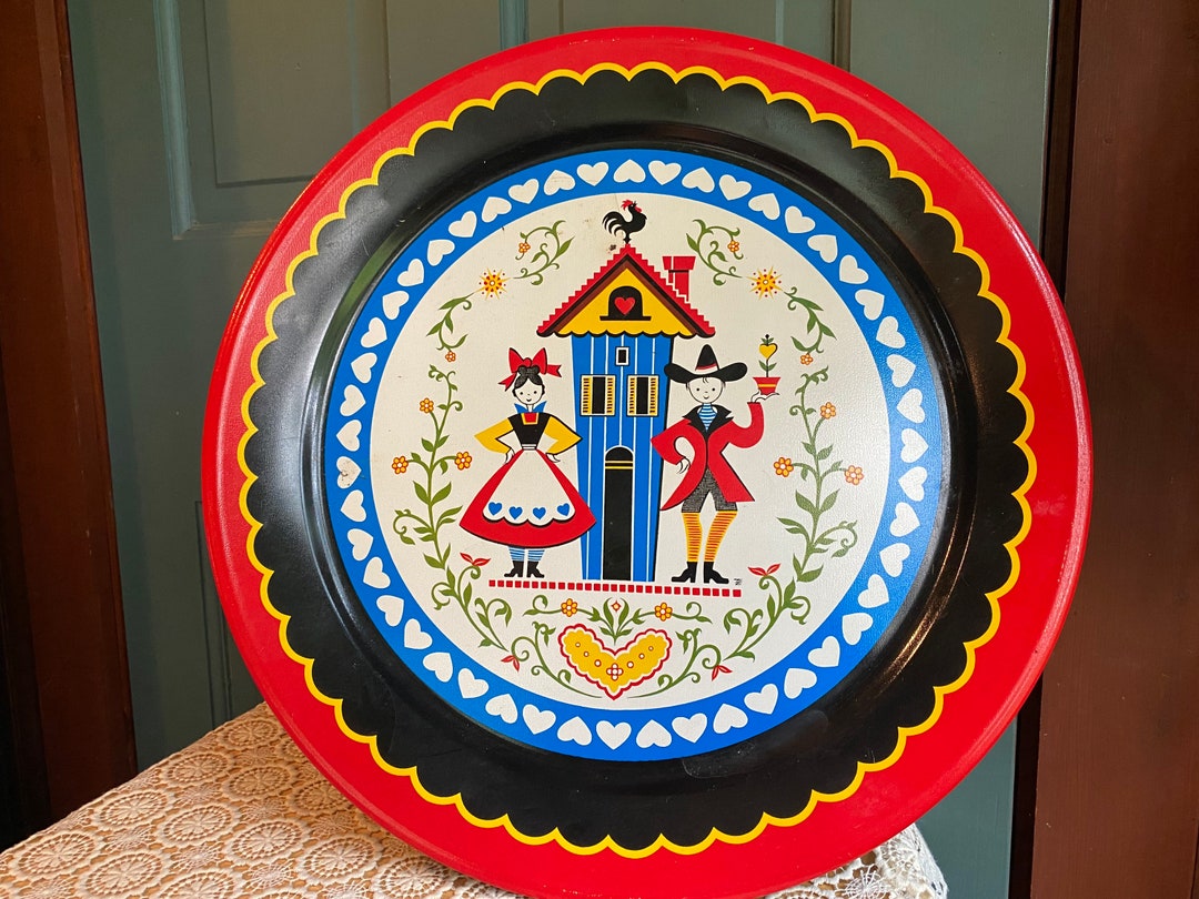 Large Vintage PA Dutch Design Tray Serving Tray Wall Hanging 19" by 19 ...