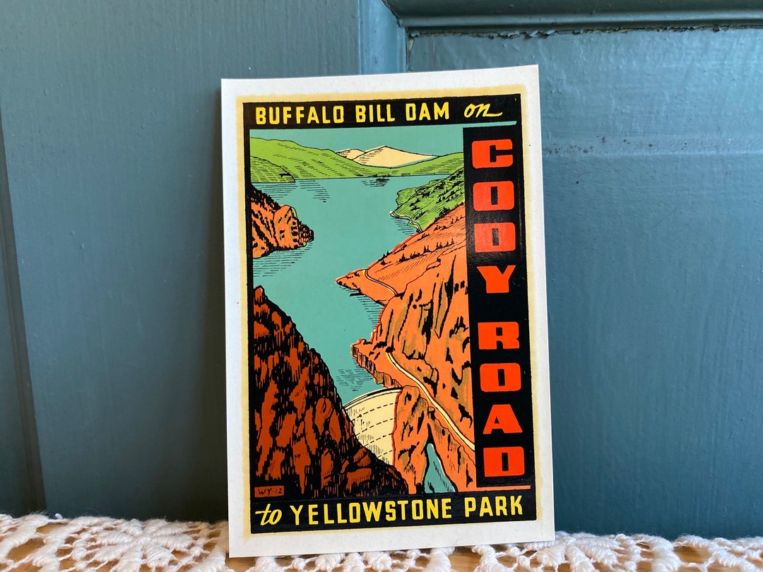 Vintage Buffalo Bill Dam on Cody Road to Yellowstone Park Vibrant ...