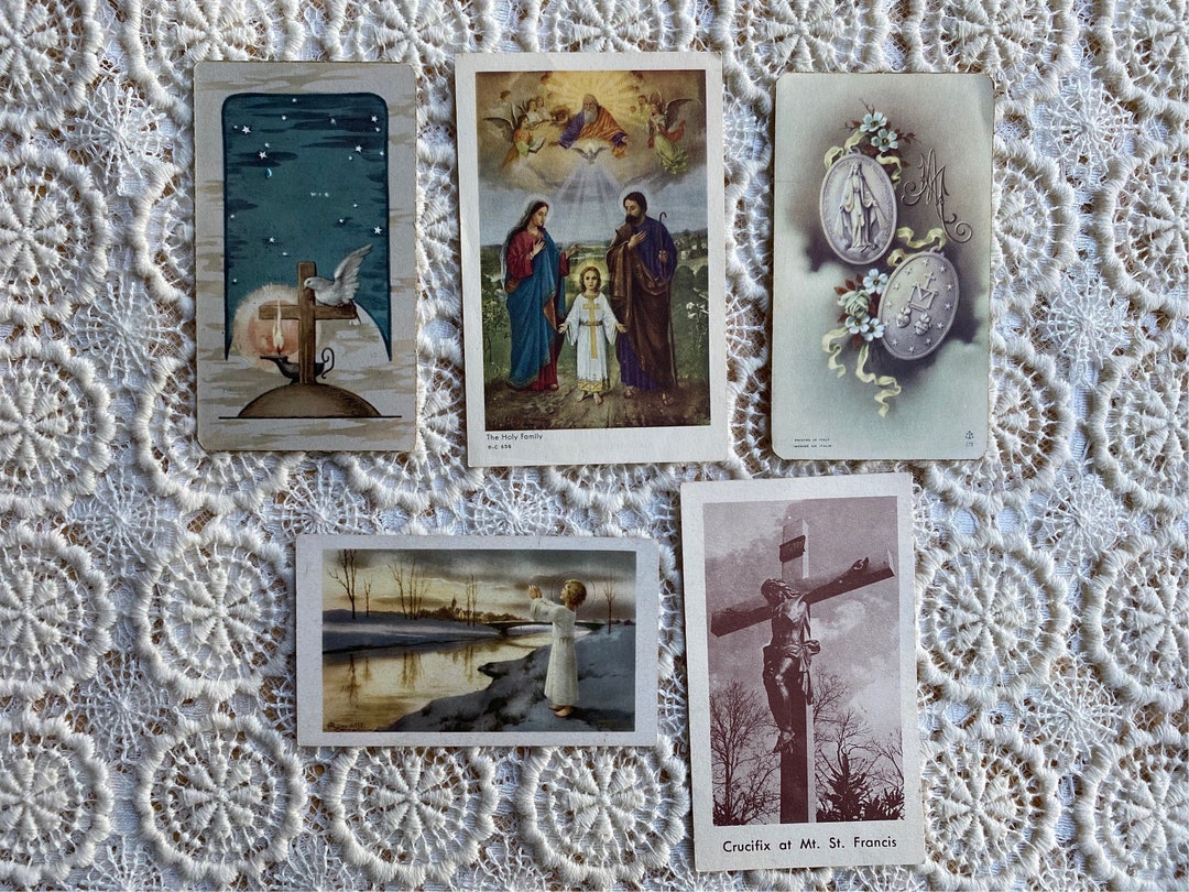 Five Pieces of Vintage Catholic Prayer Card Art - Etsy