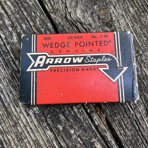 Vintage Box of Arrow Staples Red Box No. T-50, 3/4" | Contents: Half ...