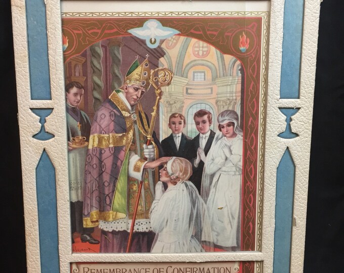 1950s First Holy Communion Certificate | Vintage Sacrament Certificate ...