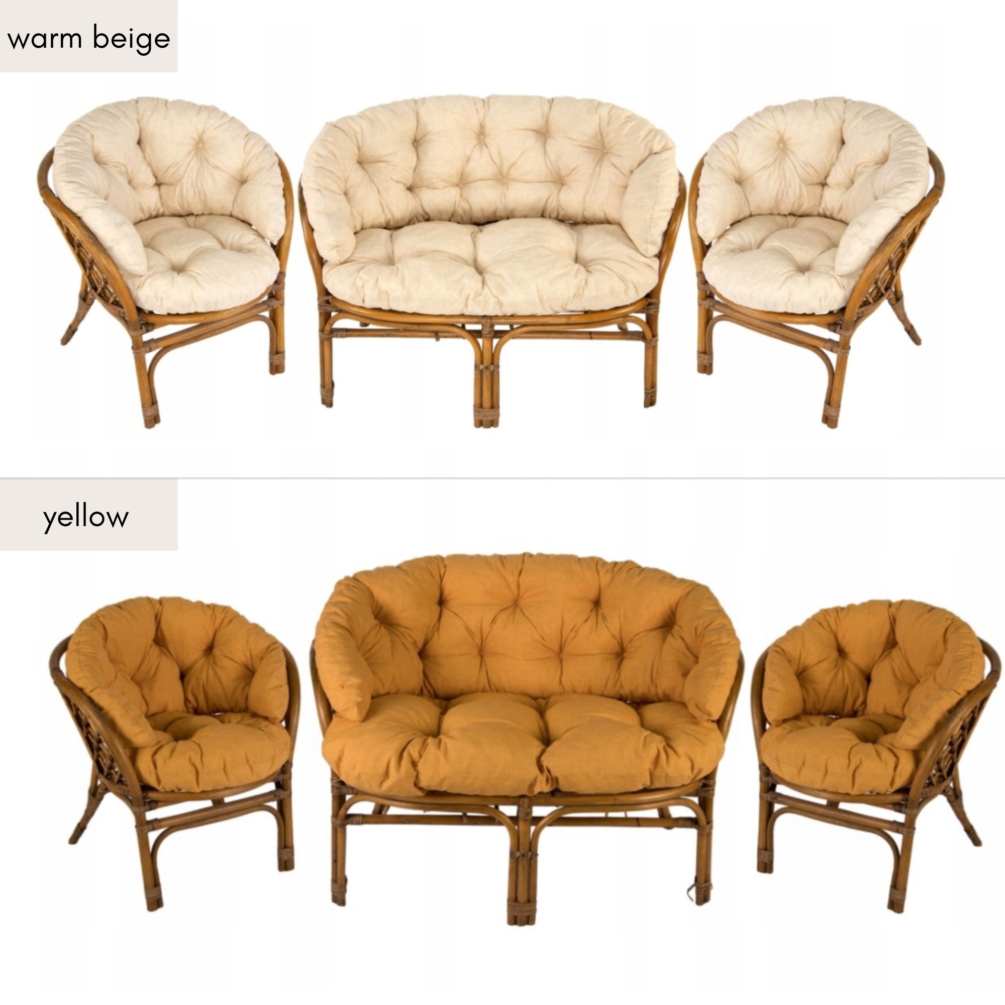 CUSHIONS for Rattan Sofa and Chairs, Garden Cushion Set for Sofa Bamboo ...