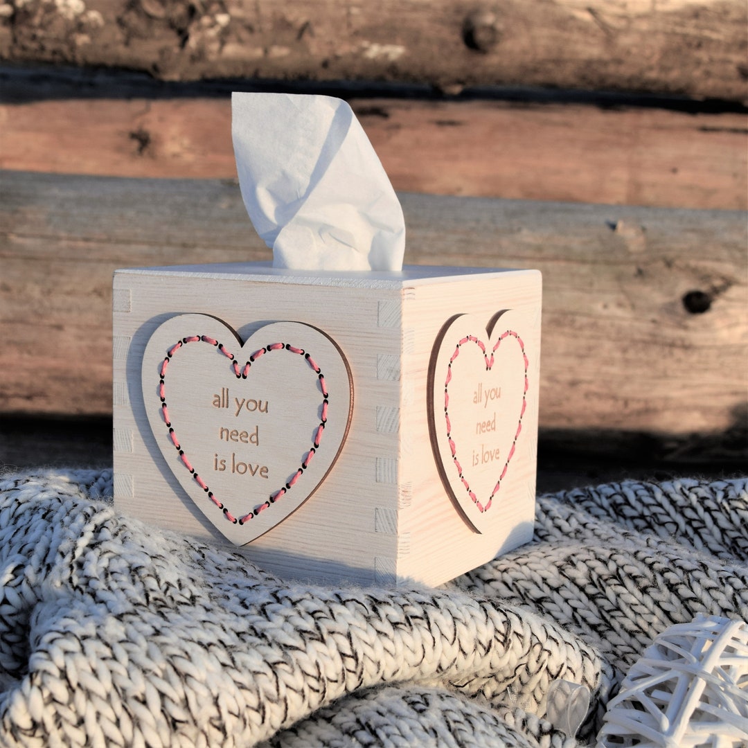 Tissue Box Cover With Heart Wooden Box Love Gift Home - Etsy