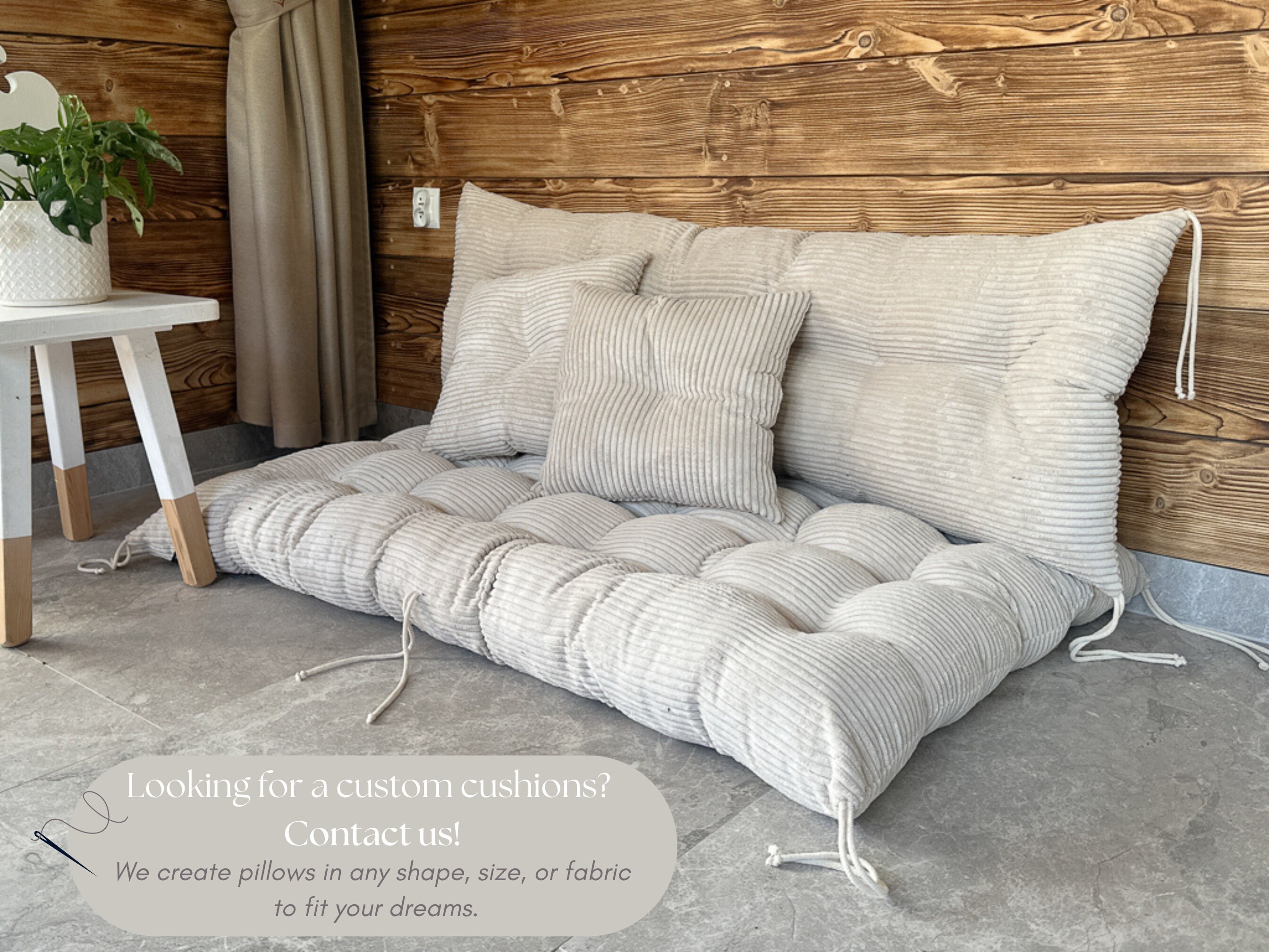 Corduroy Couch Seat Cushions Set | Backrest + Seat + 2 Small Pillows ...