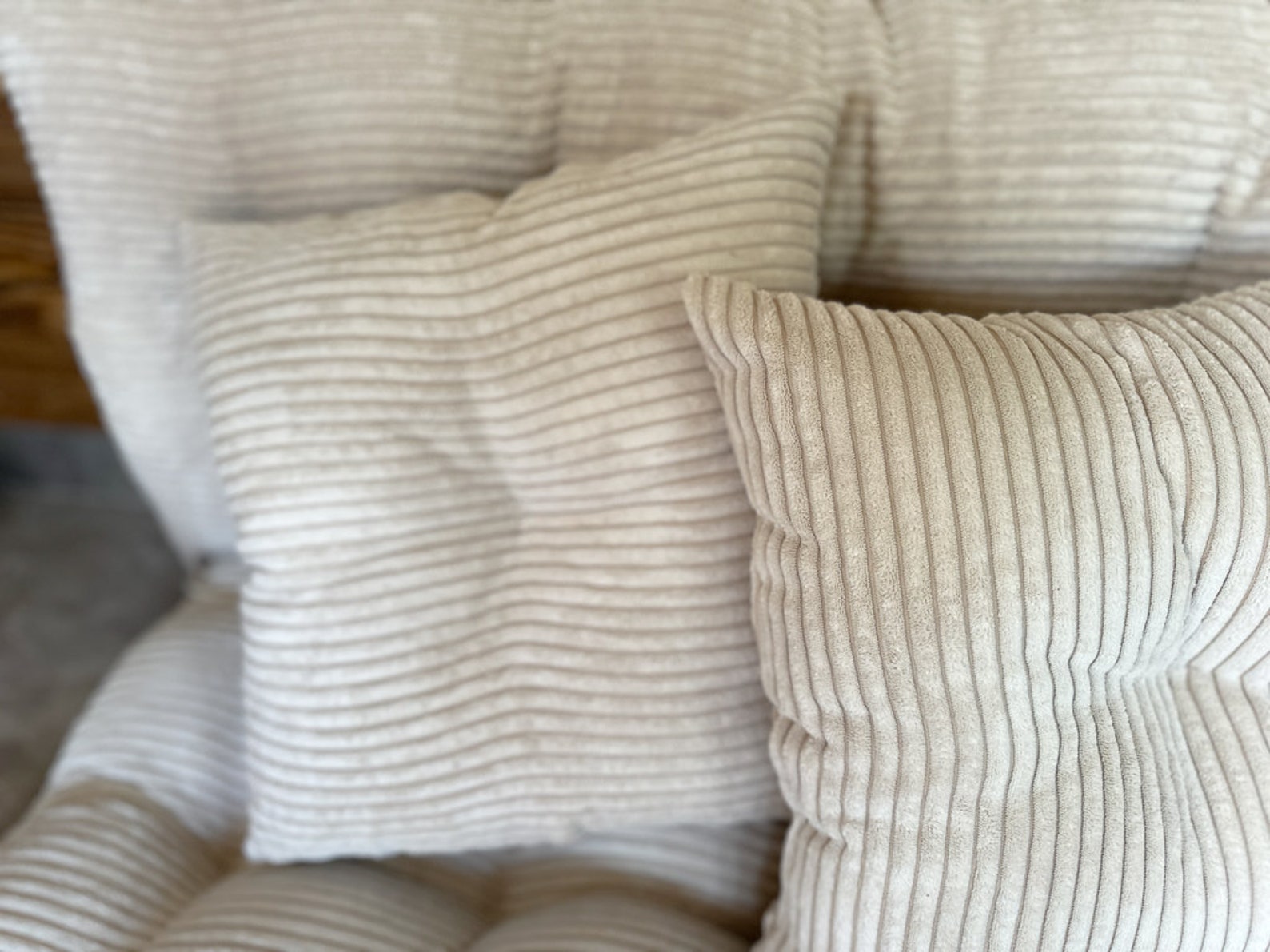 Corduroy Couch Seat Cushions Set | Backrest + Seat + 2 Small Pillows ...