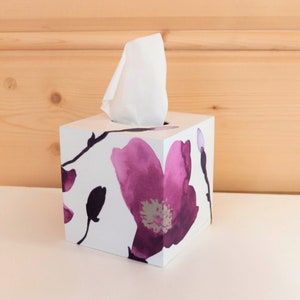 Tissue Box Cover With Flowers Tissue Box Modern Decoupaqe - Etsy
