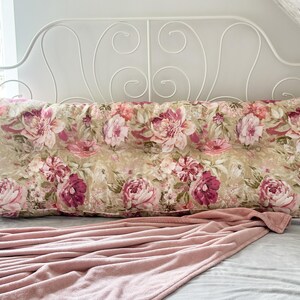Headboard Back Triangle Cushion Floral | Back Pillow With Pockets ...