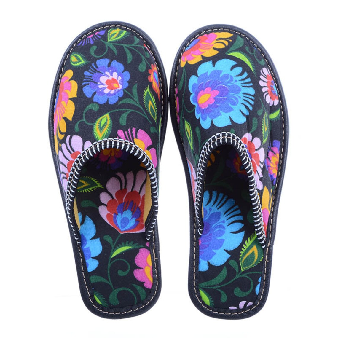 Polish Folk Slippers Łowicz Pattern Women's Home Shoes - Etsy