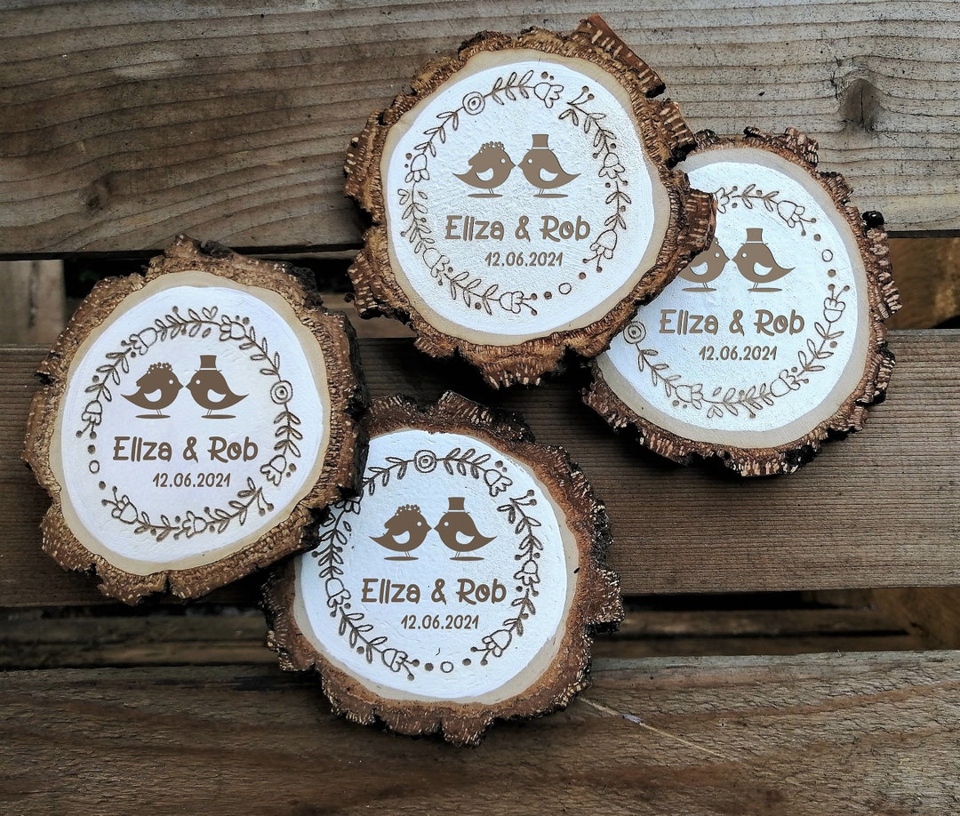 Wedding Favor Magnets, Personalized Guests Gift, Engraved, Rustic ...