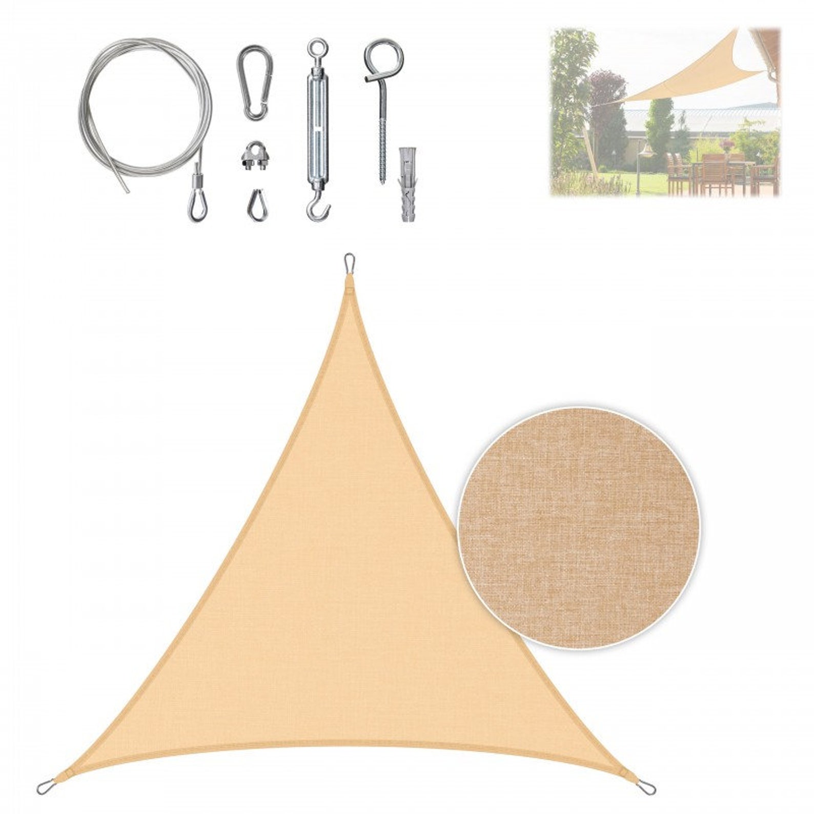 Triangle Durable Shade Sail With Mounting Set | 4.5m/177 Inch | Patio ...