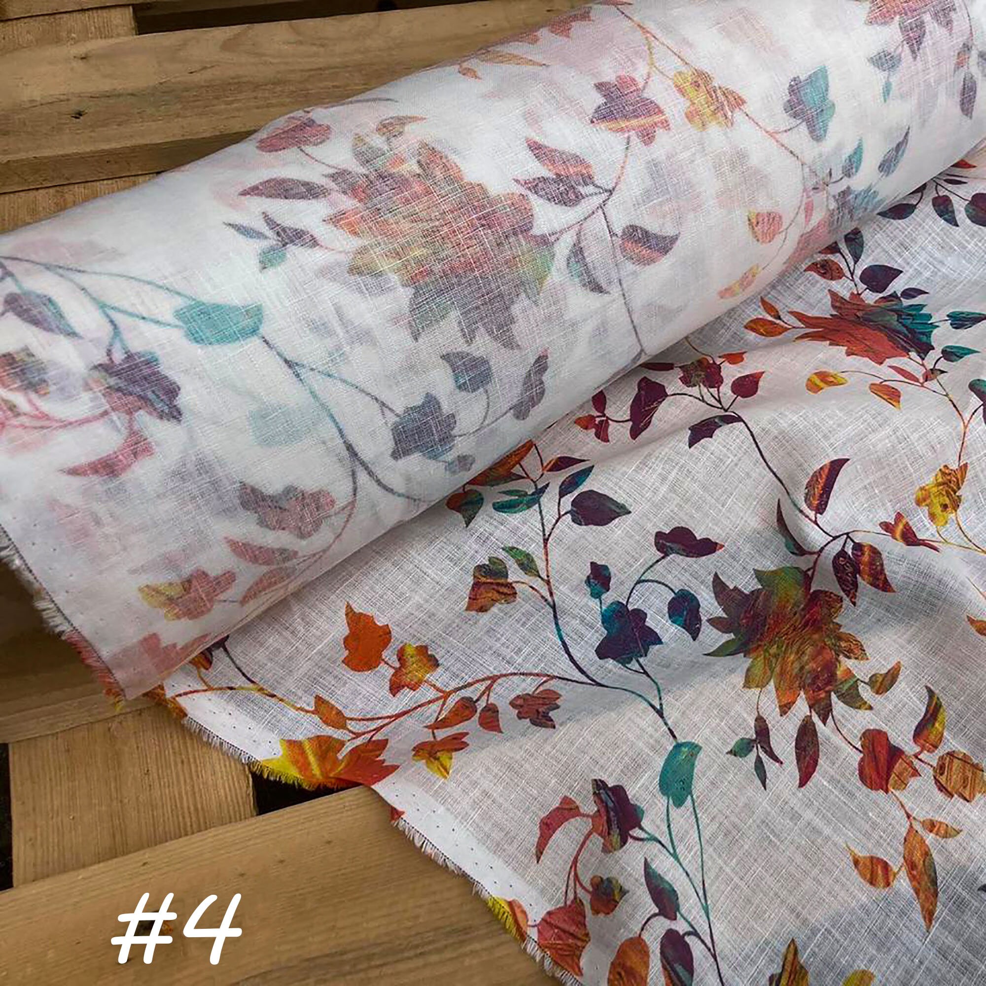 Natural Linen FABRIC Floral Patterns Fabric by the Meter - Etsy