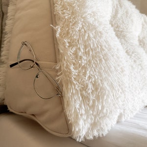 Fluffy Backrest Headboard Pillow - Shaggy Tufted Headboard Cushion ...