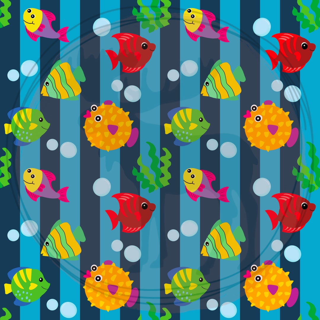 Fish Stripes Digital Seamless for Fabric Printing, DTF, Sublimation and ...