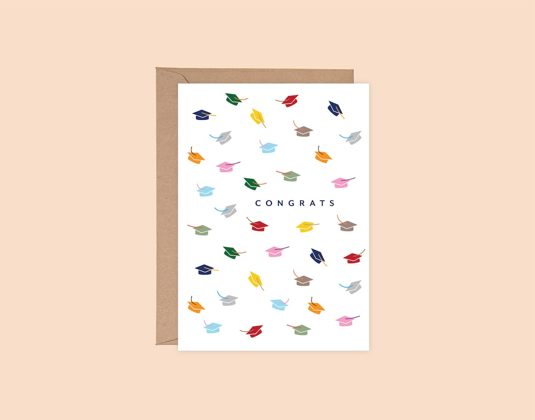 PRINTABLE Congrats Graduation Caps Pattern Congratulations Grad Happy ...