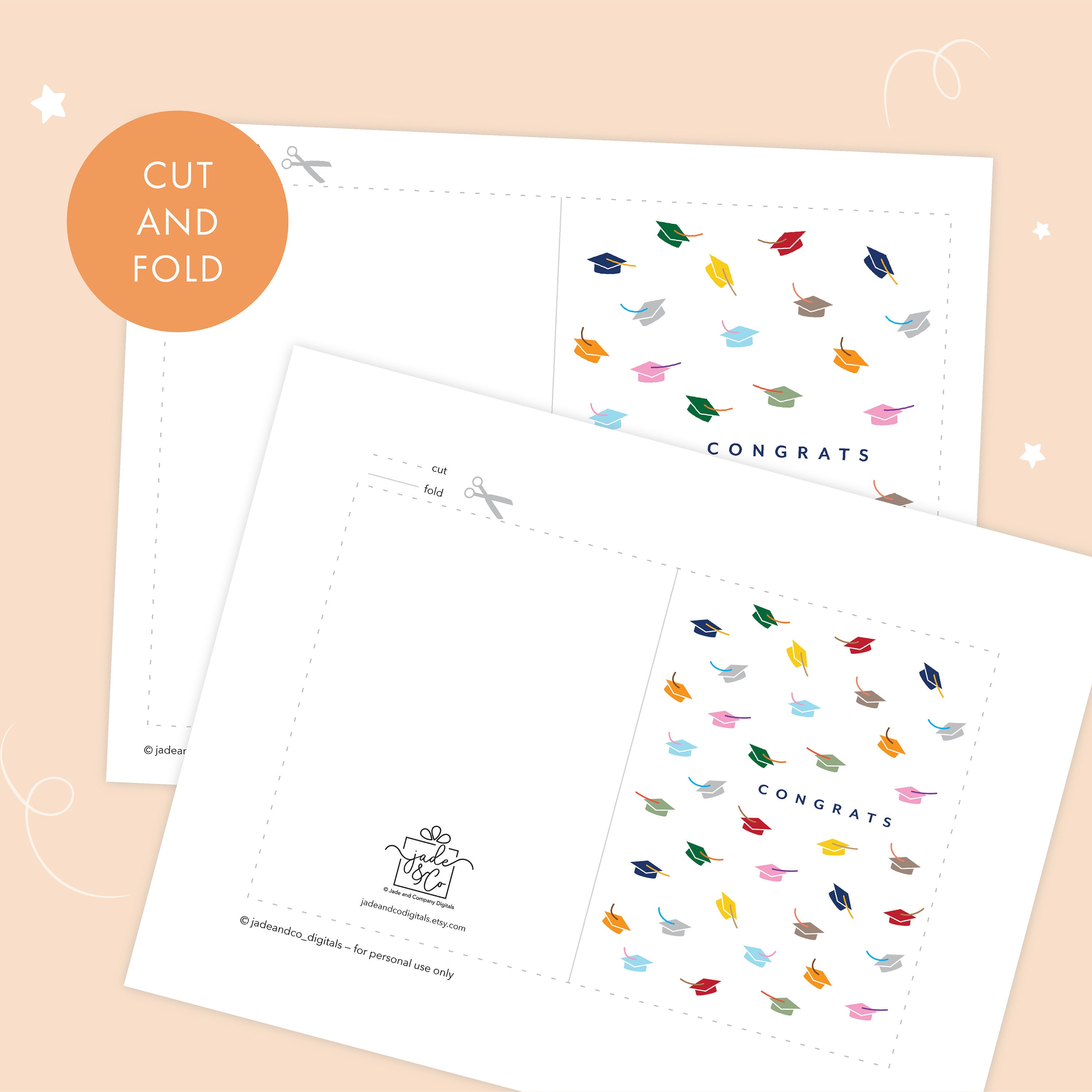 PRINTABLE Congrats Graduation Caps Pattern Congratulations Grad Happy ...