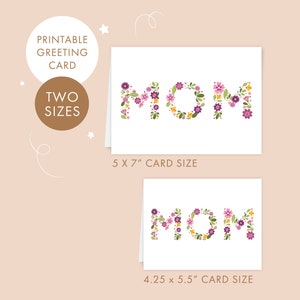 Floral Mom Lettering Card, Pink Purple Flowers, Mother's Day Greeting ...